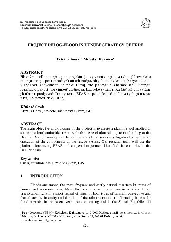 (PDF) Project Delog-Flood in Dunube Strategy of Erdf