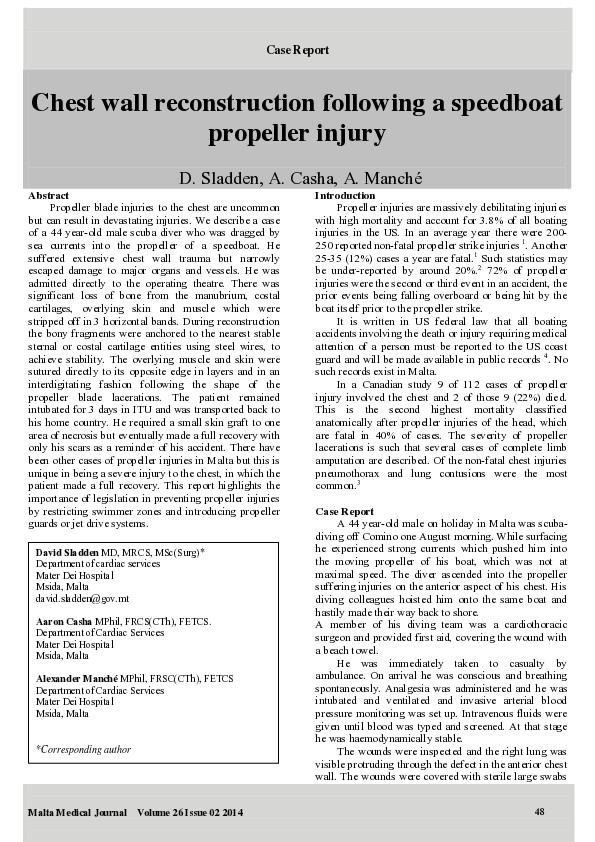 (PDF) Chest wall reconstruction following a speedboat propeller injury