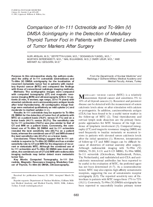 (PDF) Comparison of In-111 Octreotide and Tc-99m (V) DMSA Scintigraphy in the Detection of ...