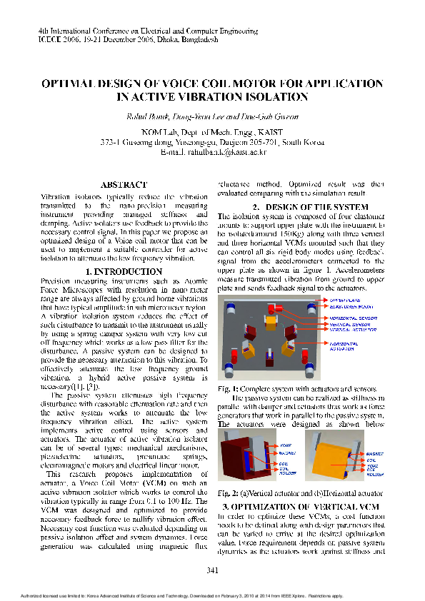 (PDF) Optimal Design of Voice Coil Motor for Application in Active Vibration Isolation