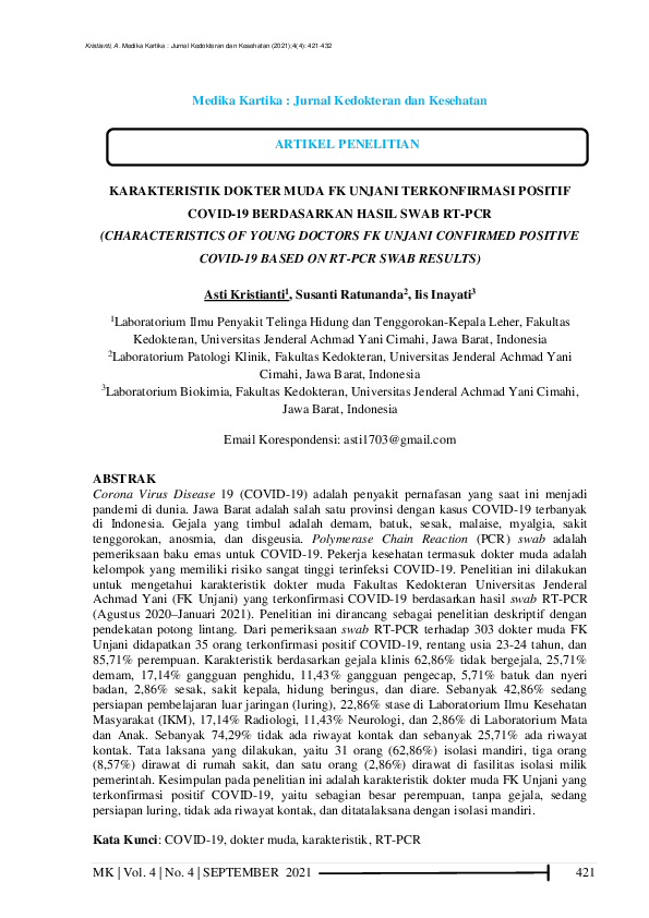 (PDF) Karakteristik Dokter Muda FK Unjani Terkonfirmasi Positif COVID ...