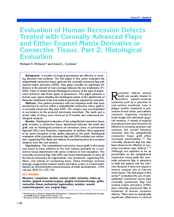 (PDF) Evaluation of Human Recession Defects Treated with Coronally ...