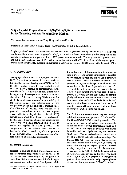 (PDF) Single crystal preparation of Bi2Sr2CaCu2Ox superconductor by the ...