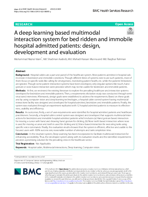 (PDF) A deep learning based multimodal interaction system for bed ridden and immobile hospital ...