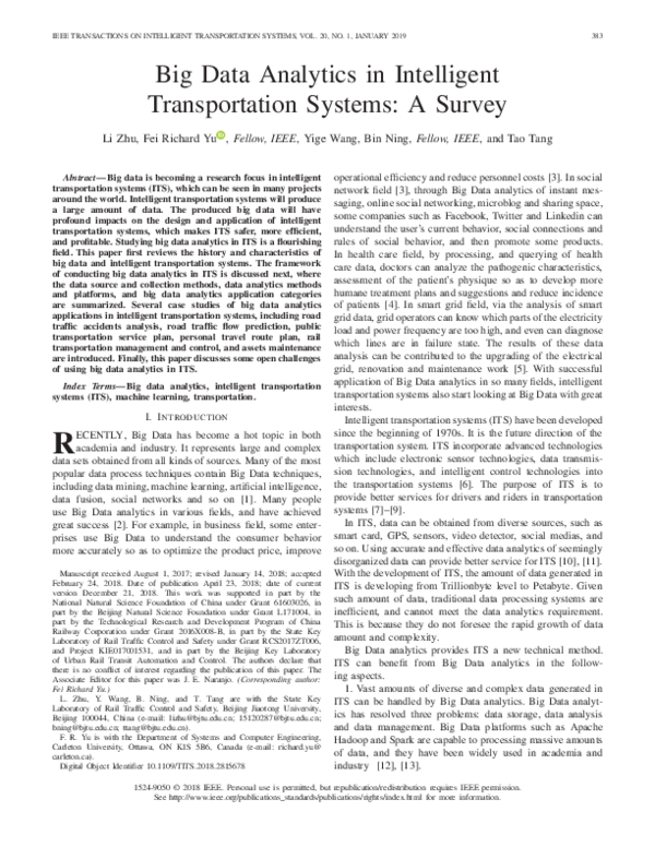 (PDF) Big Data Analytics in Intelligent Transportation Systems: A Survey