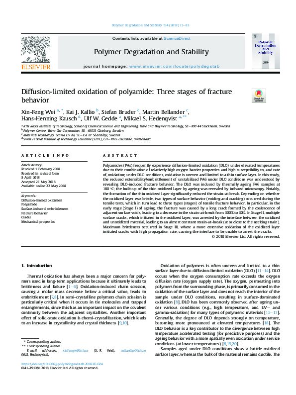 (PDF) Diffusion-limited oxidation of polyamide: Three stages of ...