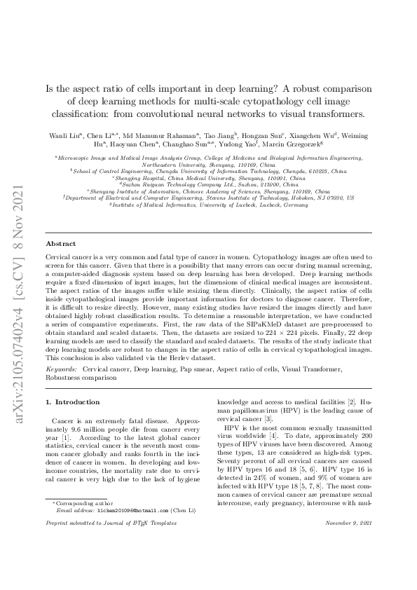 (PDF) Is the aspect ratio of cells important in deep learning? A robust comparison of deep ...