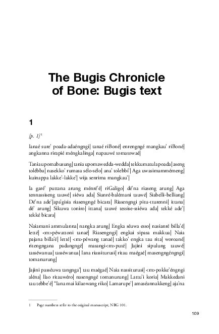 (PDF) The Bugis Chronicle of Bone: Bugis text | mukhlis paeni ...