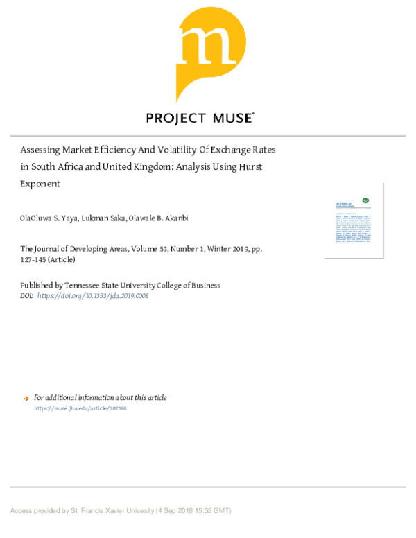 (PDF) Assessing Market Efficiency And Volatility Of Exchange Rates in ...
