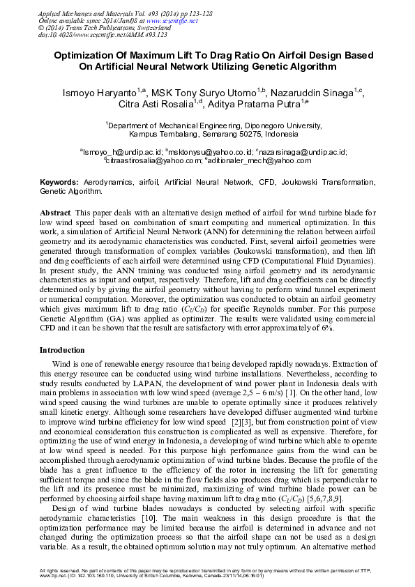 (PDF) Optimization of Maximum Lift to Drag Ratio on Airfoil Design ...
