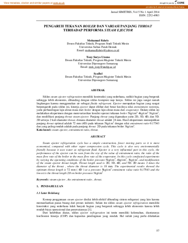 (PDF) Pengaruh Tekanan Boiler Dan Variasi Panjang Throat Terhadap ...