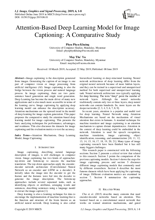 (PDF) Attention-Based Deep Learning Model for Image Captioning: A Comparative Study
