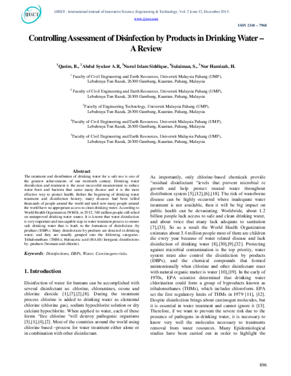 (PDF) Controlling Assessment of Disinfection by Products in Drinking ...