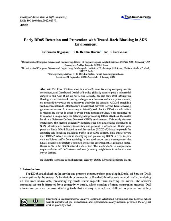 Pdf Early Ddos Detection And Prevention With Traced Back Blocking In