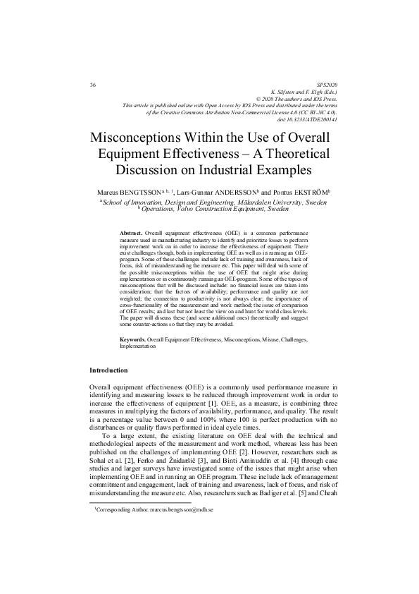 (PDF) Misconceptions Within the Use of Overall Equipment Effectiveness ...