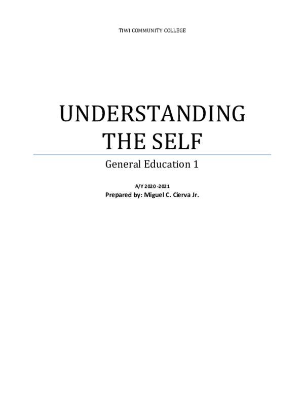 (PDF) UNDERSTANDING THE SELF MODULE