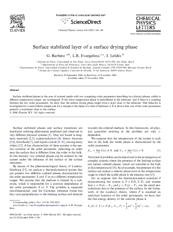 (PDF) Surface stabilized layer of a surface drying phase