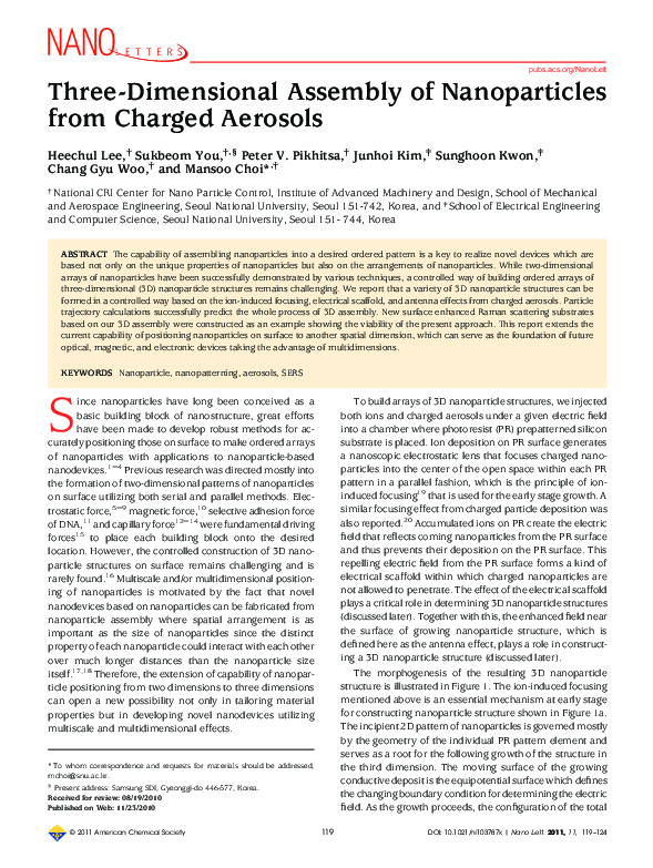 (PDF) Three-Dimensional Assembly of Nanoparticles from Charged Aerosols | Peter Pikhitsa ...