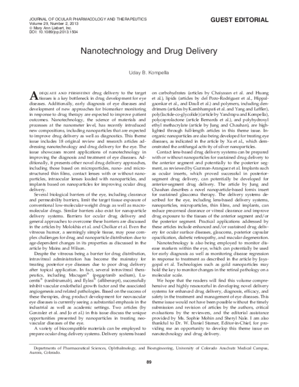 (PDF) Nanotechnology and Drug Delivery