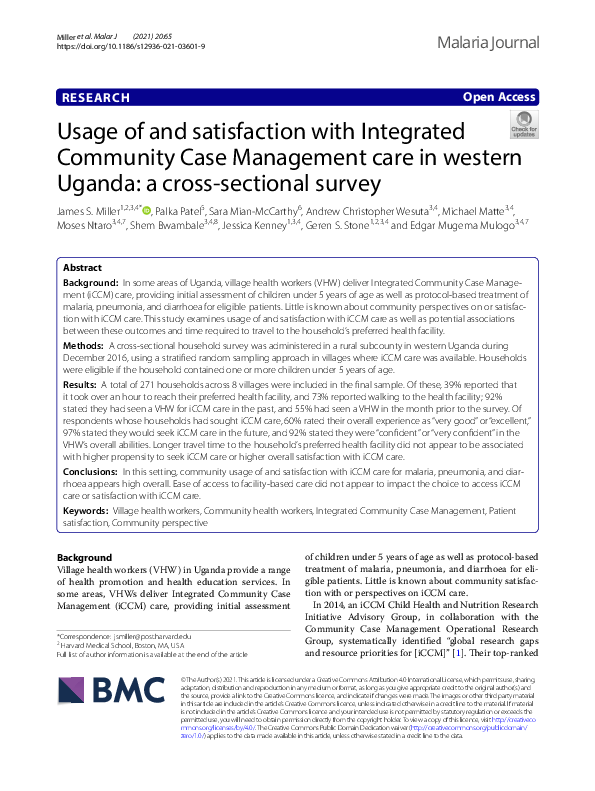 (PDF) Usage of and satisfaction with Integrated Community Case ...