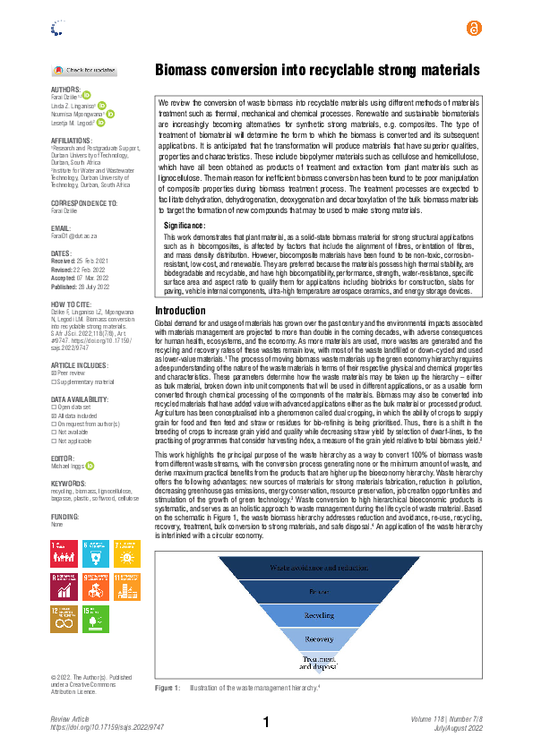 (PDF) Biomass conversion into recyclable strong materials