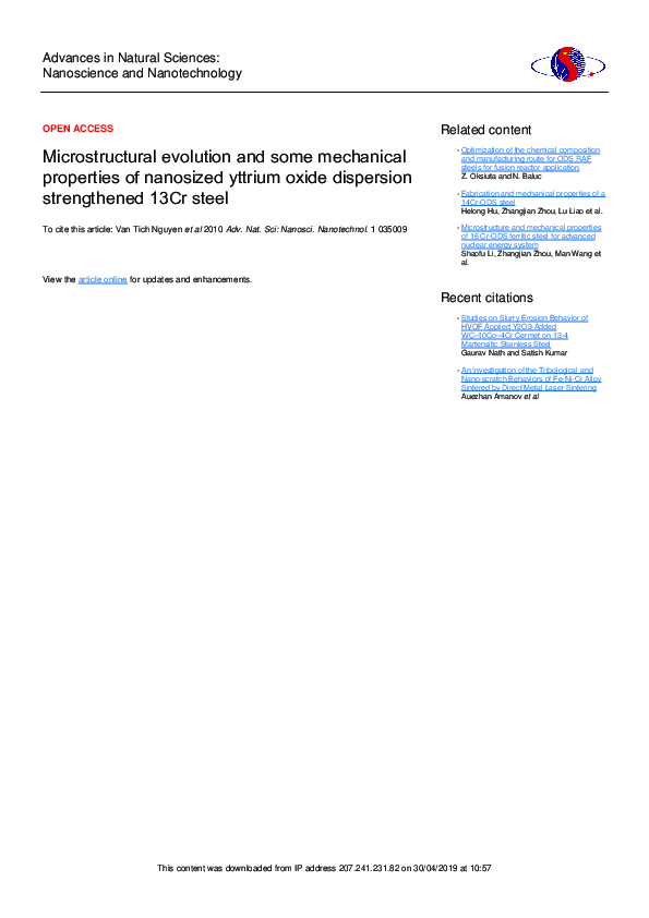 (PDF) Microstructural evolution and some mechanical properties of nanosized yttrium oxide ...