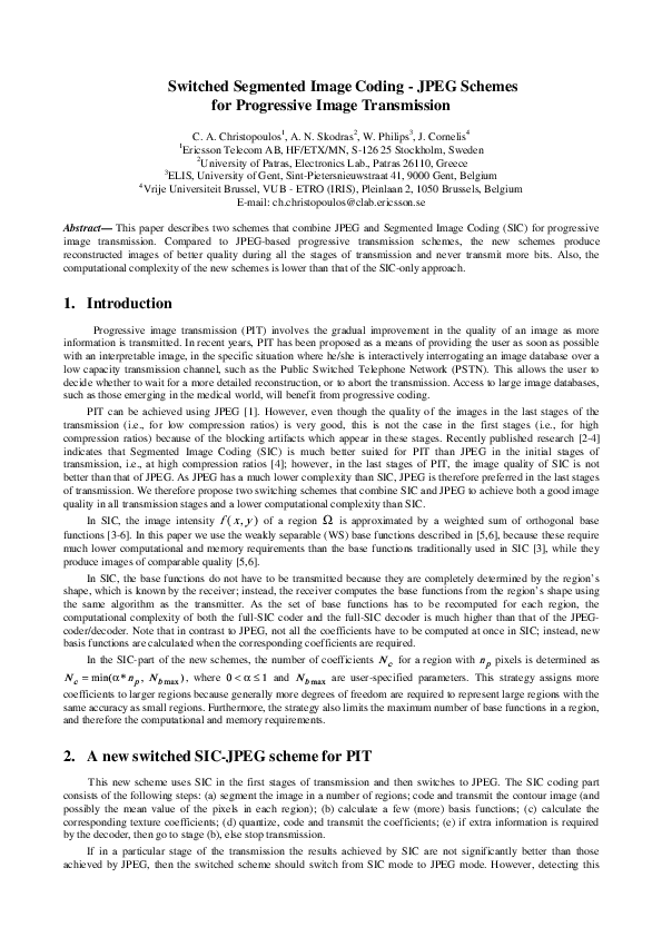 (PDF) Switched Segmented Image Coding - JPEG Schemes for Progressive Image Transmission