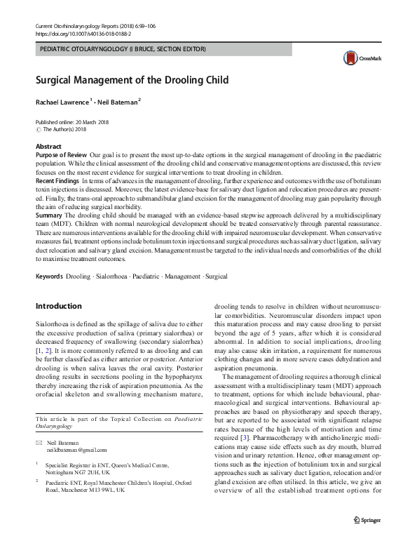 (PDF) Surgical Management of the Drooling Child