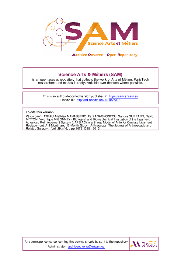 (PDF) Biological and Biomechanical Evaluation of the Ligament Advanced ...