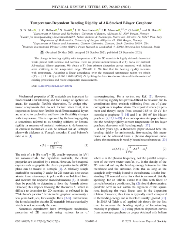 (PDF) Temperature-Dependent Bending Rigidity of AB -Stacked Bilayer ...