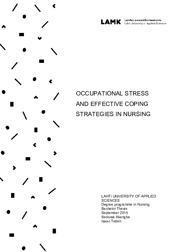 (PDF) Occupational stress and effective coping strategies in nursing