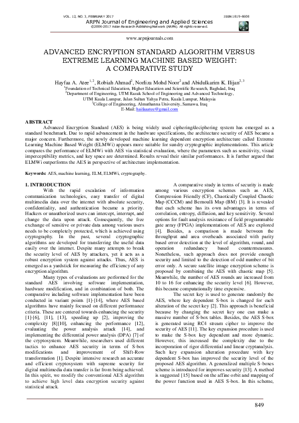 (PDF) Advanced encryption standard algorithm versus extreme learning ...