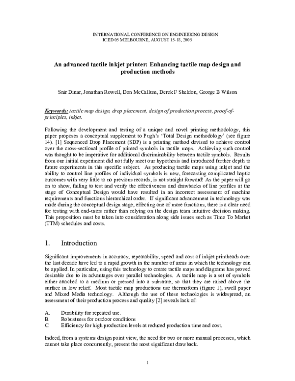 Pdf An Advanced Tactile Inkjet Printer Enhancing Tactile Map Design And Production Methods