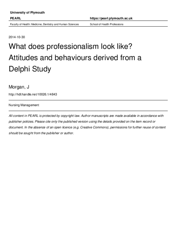 (PDF) What does professionalism look like? Attitudes and behaviours ...