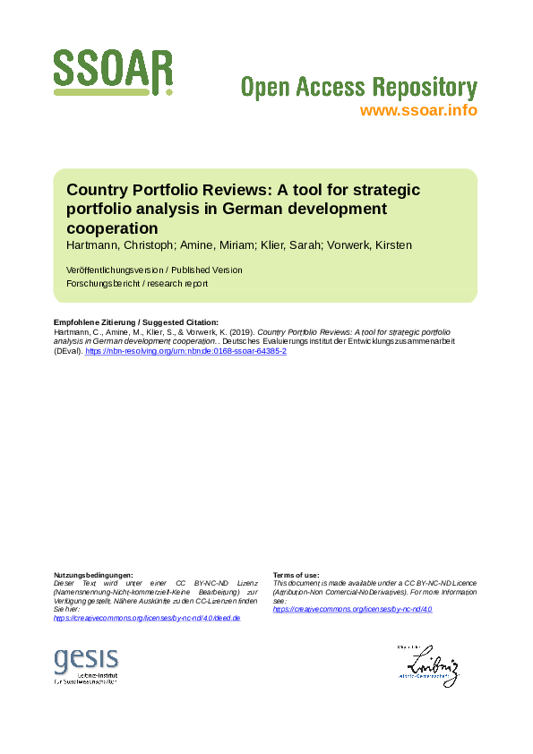 (PDF) COUNTRY PORTFOLIO REVIEWS A tool for strategic portfolio analysis ...