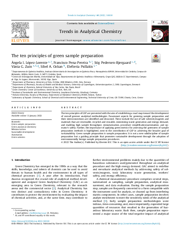 (PDF) The ten principles of green sample preparation