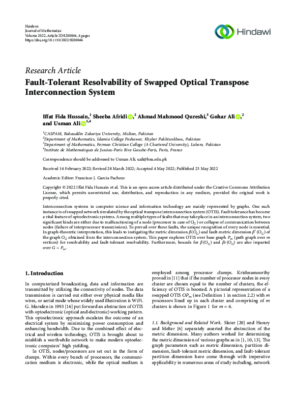 Pdf Fault Tolerant Resolvability Of Swapped Optical Transpose Interconnection System