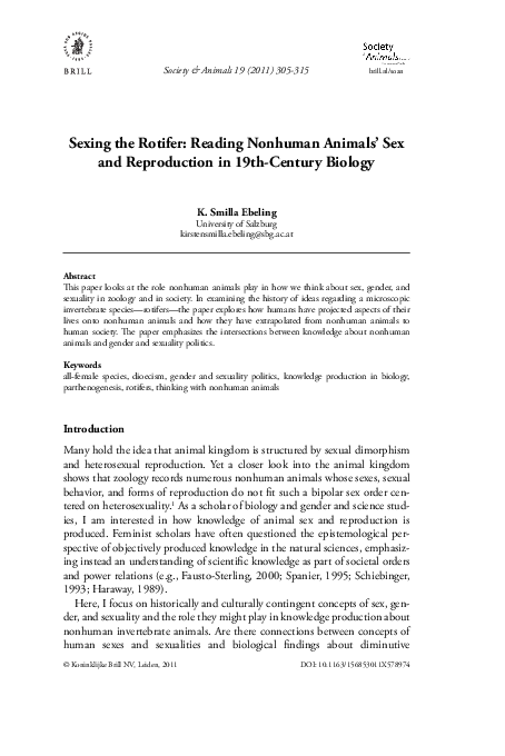 (PDF) Sexing the Rotifer: Reading Nonhuman Animals’ Sex and ...