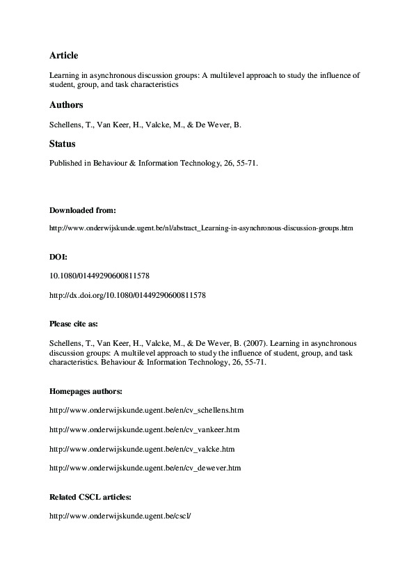 (PDF) Learning in asynchronous discussion groups: a multilevel approach ...