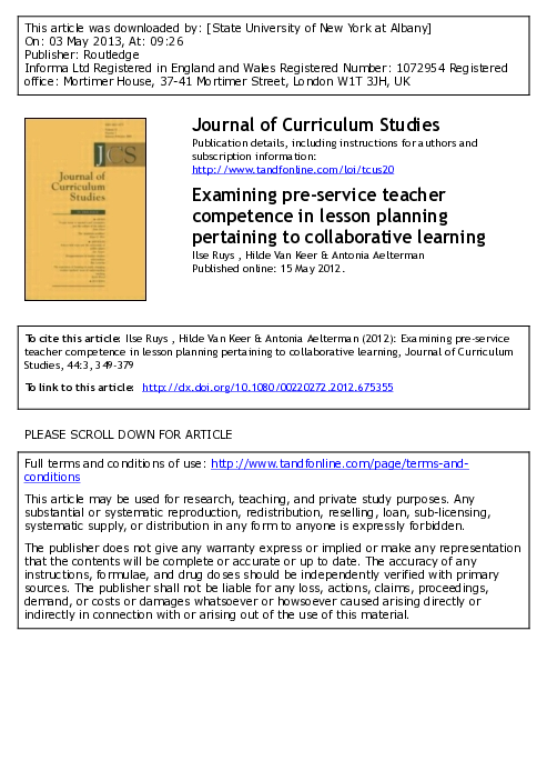 (PDF) Examining pre-service teacher competence in lesson planning ...