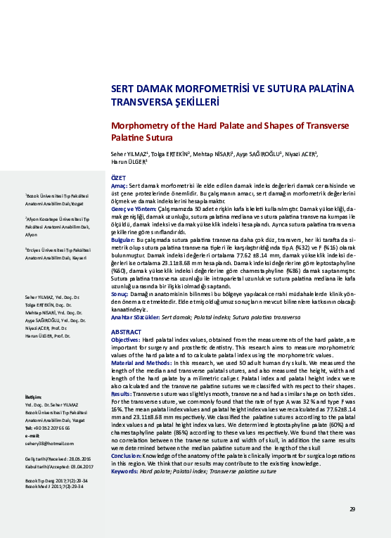 (PDF) Morphometry of the Hard Palate and Shapes of Transverse Palatine Sutura