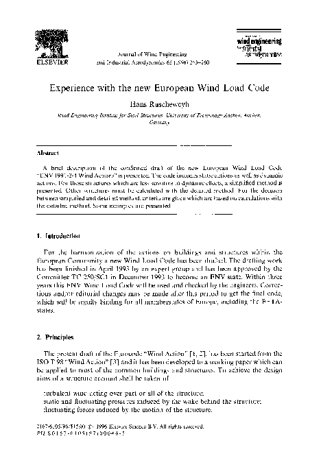 (PDF) Experience with the new European Wind Load Code