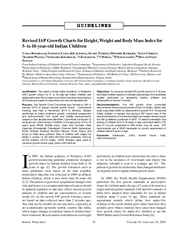 (PDF) Revised IAP growth charts for height, weight and body mass index ...