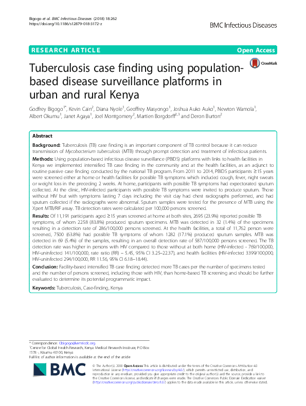 (PDF) Tuberculosis case finding using populationbased disease ...