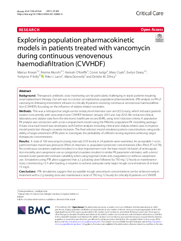 (PDF) Exploring population pharmacokinetic models in patients treated with vancomycin during ...