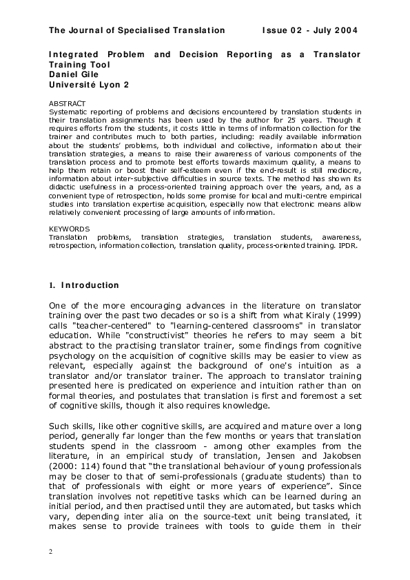 (PDF) Integrated Problem and Decision Reporting as a Translator ...