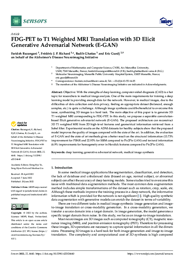 (PDF) FDG-PET to T1 Weighted MRI Translation with 3D Elicit Generative ...
