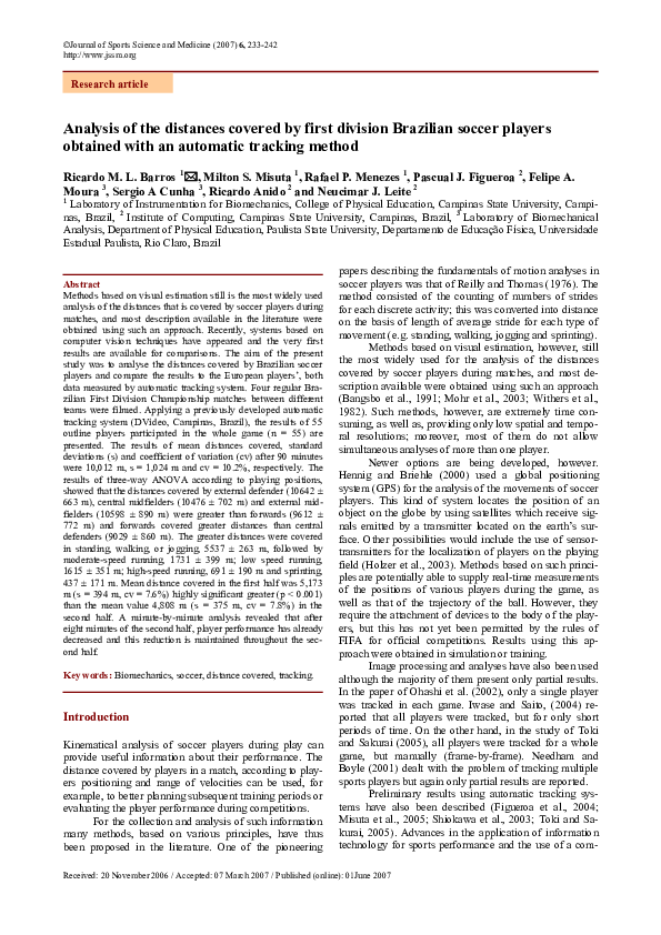 (PDF) Analysis of the distances covered by first division brazilian ...