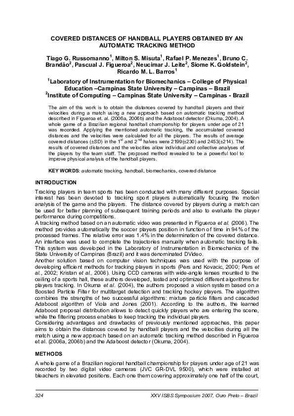 (PDF) Covered Distances of Handball Players Obtained by an Automatic ...