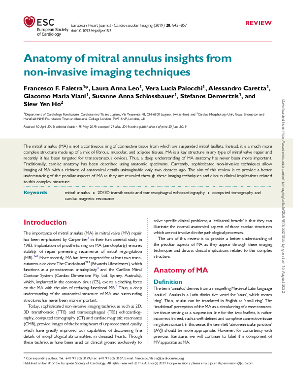 (PDF) Anatomy of mitral annulus insights from non-invasive imaging ...